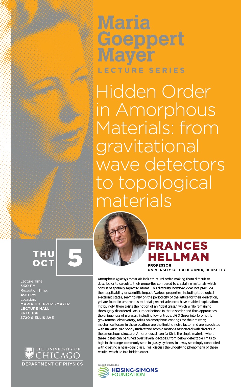 Maria Goeppert-Mayer Lectures | Department of Physics | The University ...