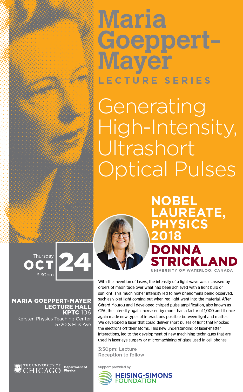 Maria Goeppert-Mayer Lectures | Department of Physics | The University ...